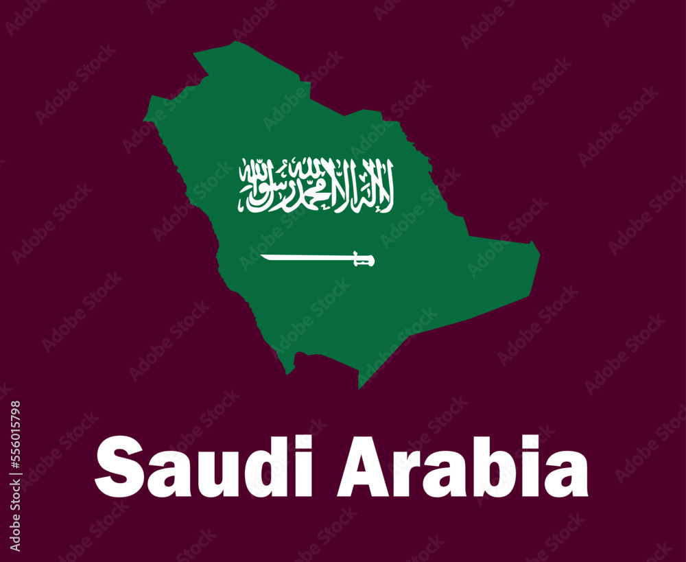 Saudi Arabia Map Flag With Names Symbol Design Asia football Final ...