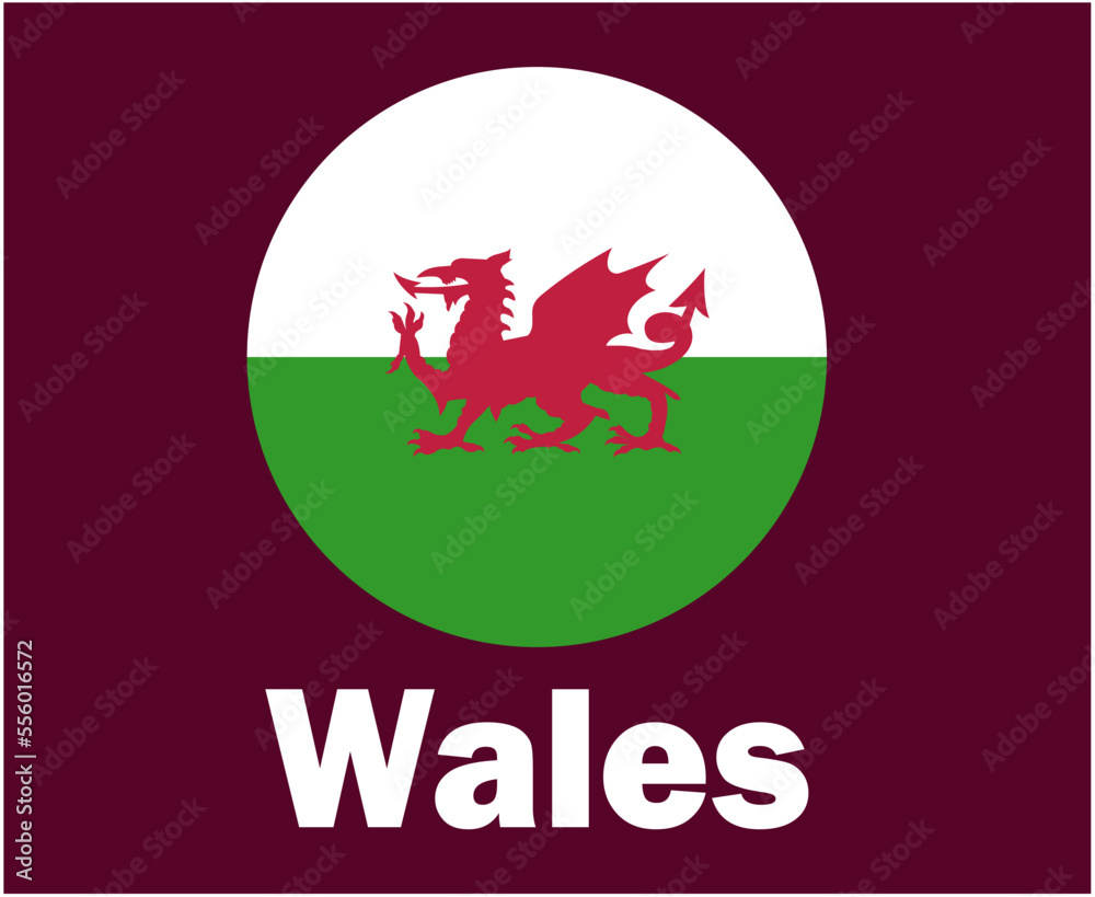Wales Flag With Names Symbol Design Europe football Final Vector ...