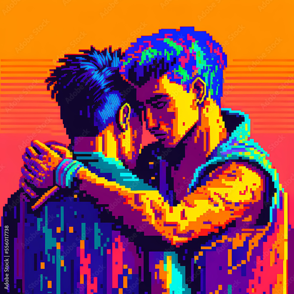 Vibrant and Colorful Digital Pixel Art of a Young and Attractive Asian ...