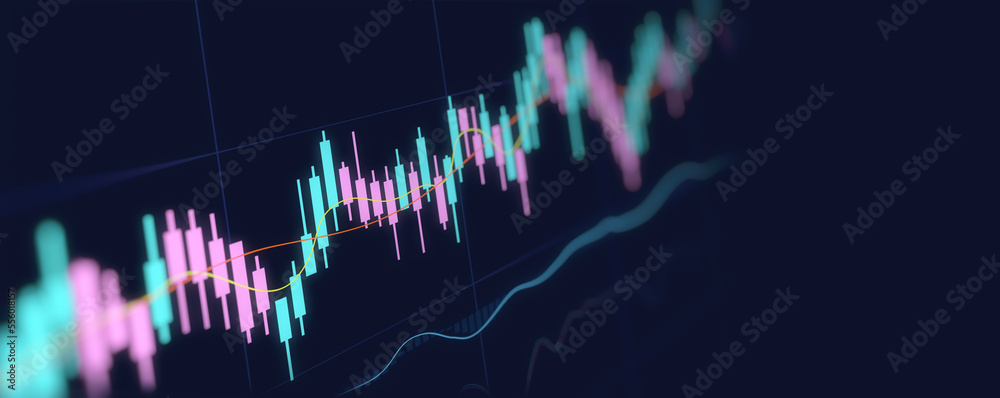 Financial graph with trend line candlestick chart in stock market on ...