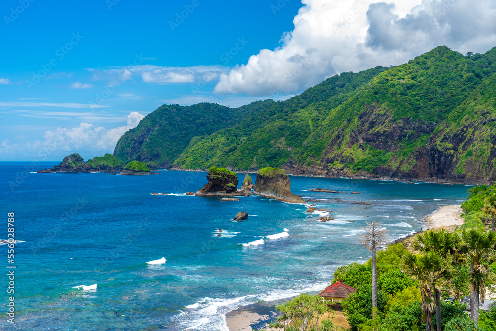 Landscape of Tanjung Papuma beach in Jember, the most beautiful beaches ...