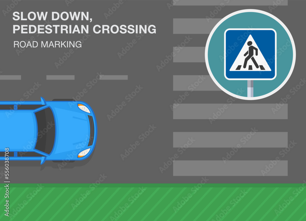 Safe driving tips and traffic regulation rules. "Pedestrian crossing ...