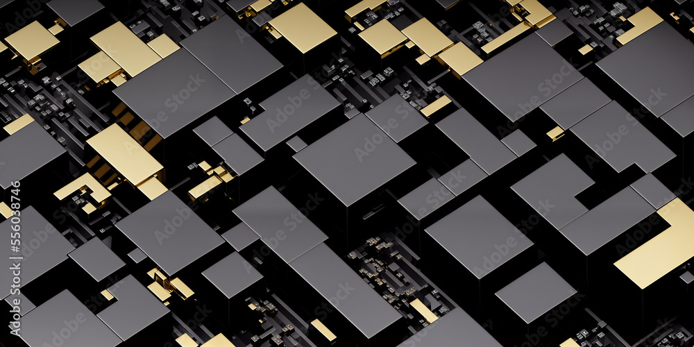 abstract tech background features an intricate arrangement of black and ...