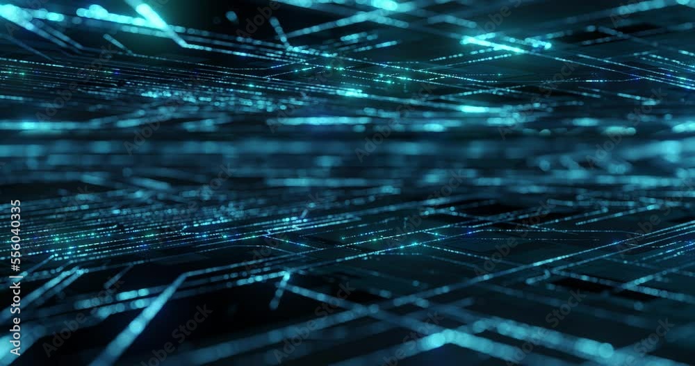 Stunning technology background loop. Featuring a mesmerizing blue glow ...