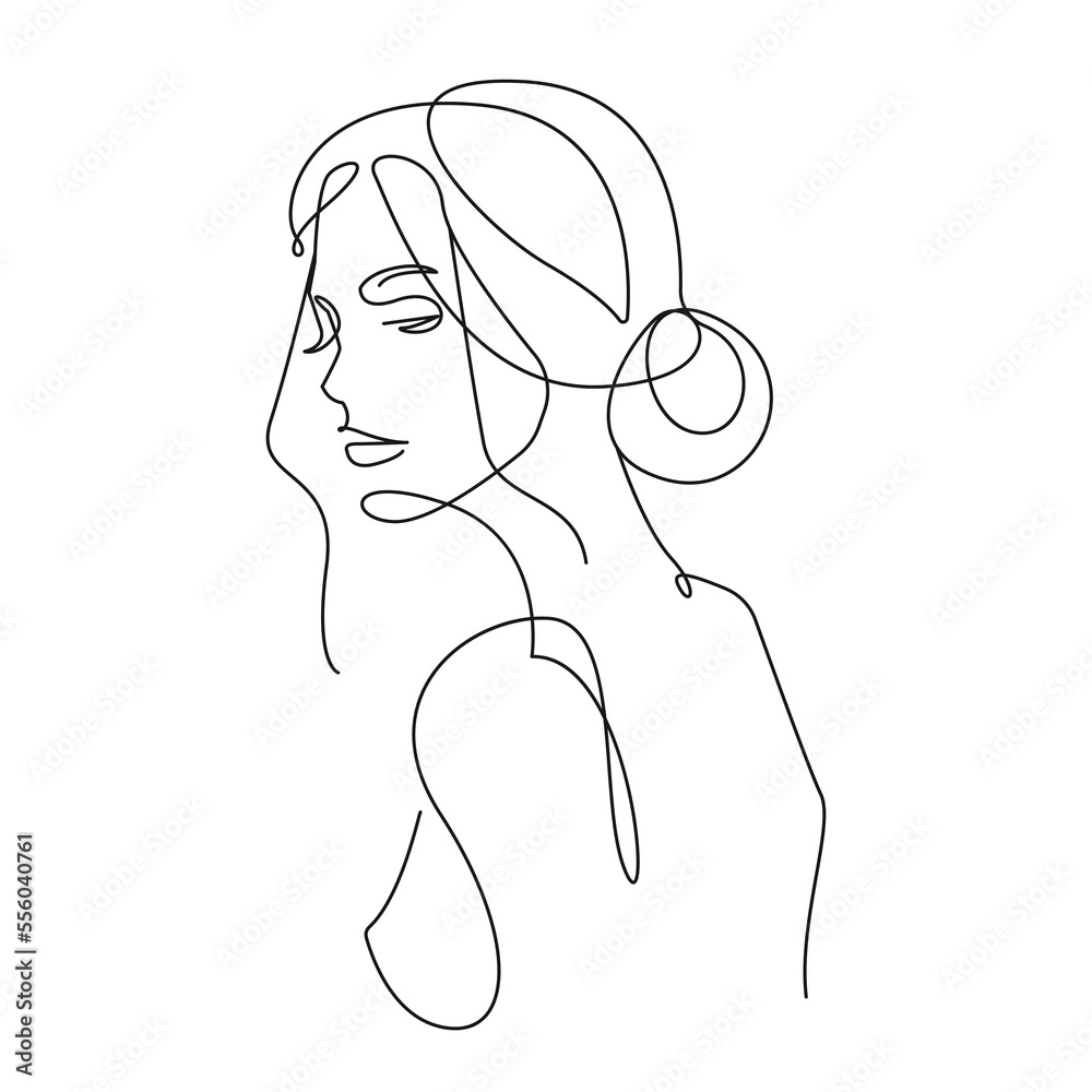 Modern Trendy Line Art Drawing of Woman Face Female Line Art Vector ...