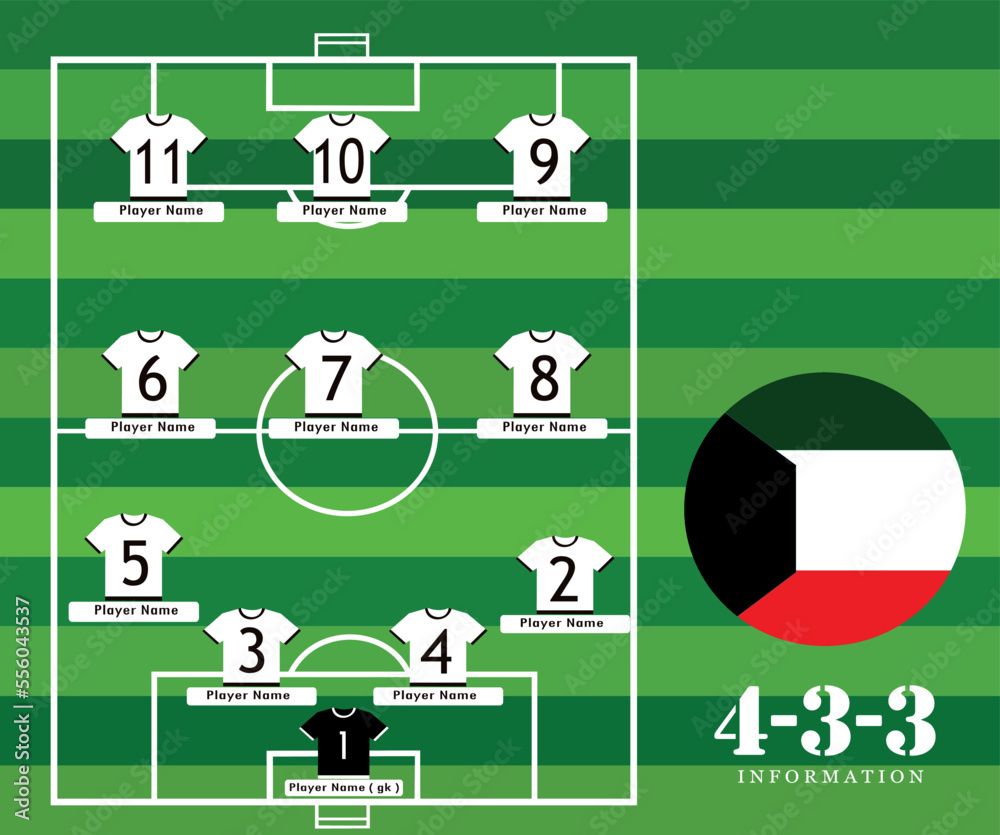 Line-up Football tournament vector illustration. Country team lineup ...