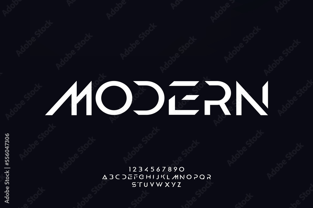MODERN, font alphabet letters. Future logo typography. Creative ...