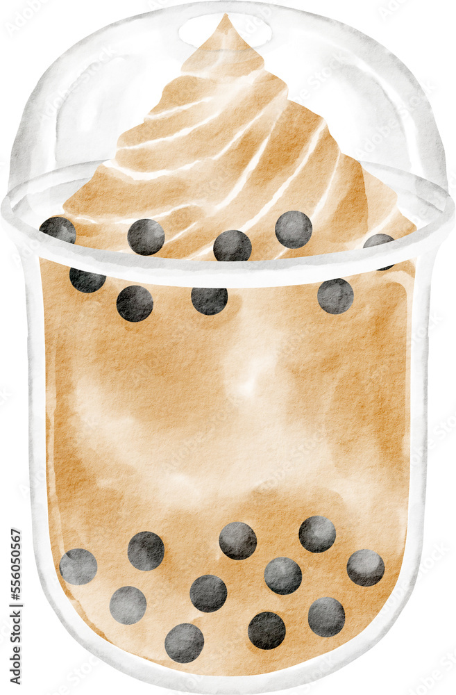 watercolor milk tea Stock Illustration | Adobe Stock