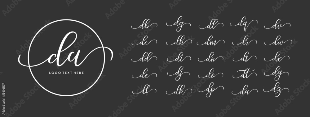 Calligraphy font with swirls. Cursive alphabet for logo design. Hand ...