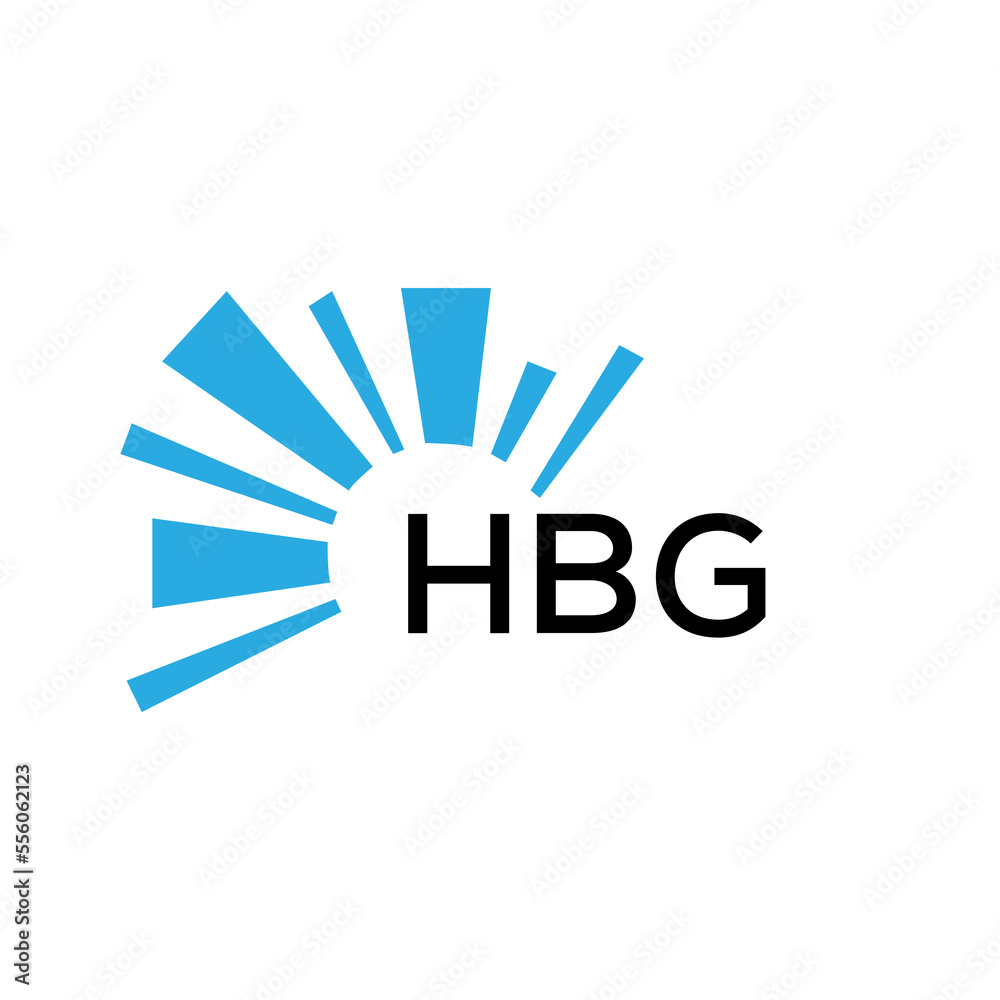HBG letter logo. HBG blue image on white background and black letter ...