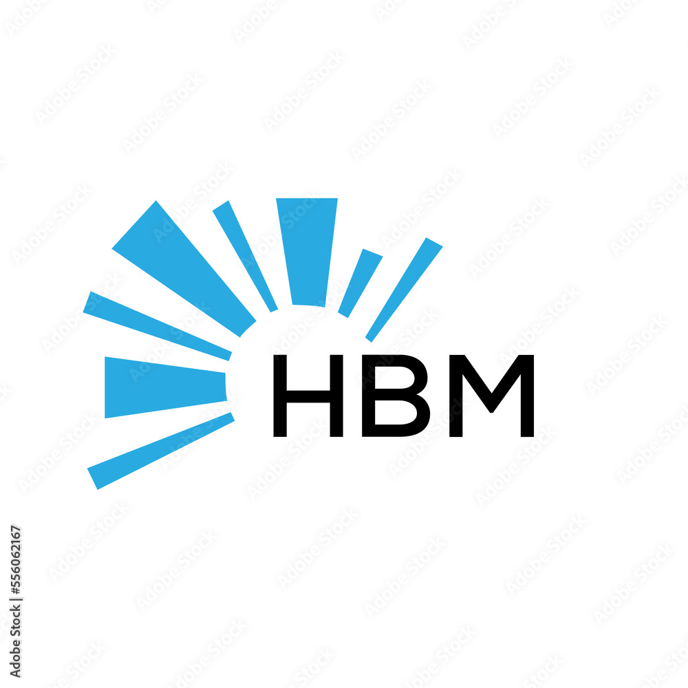HBM letter logo. HBM blue image on white background and black letter. HBM technology Monogram ...
