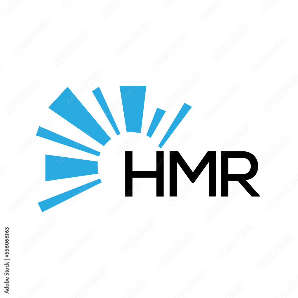 HMR letter logo. HMR blue image on white background and black letter ...