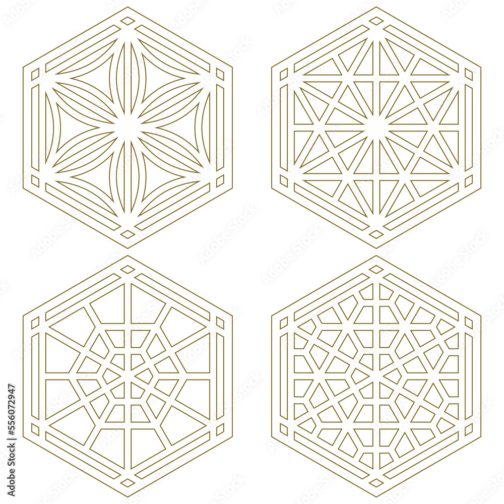 A set of four design elements Based on ornaments of the traditional ...