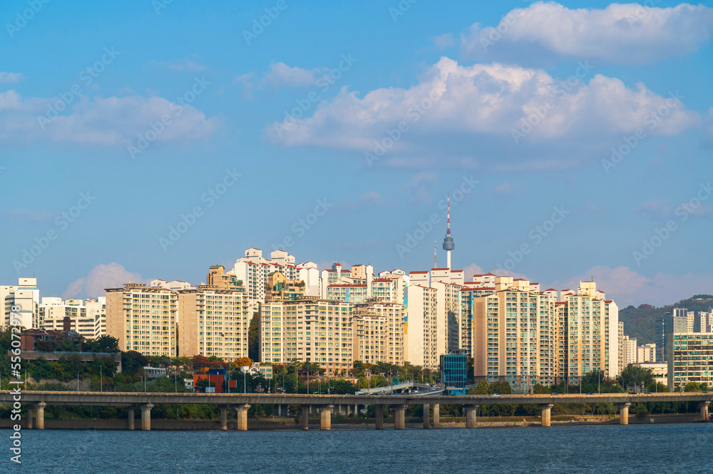 Seoul cityscapes, skyline, high rise office buildings and skyscrapers ...