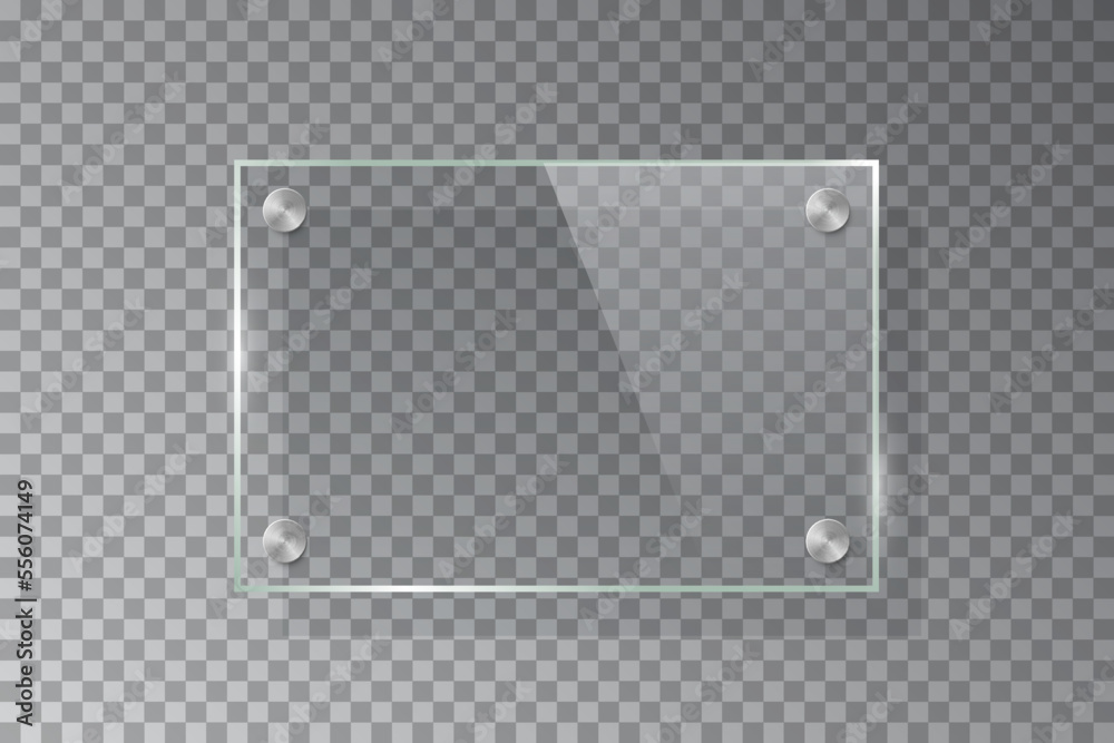 Glass rectangle plate isolated on transparent background. Vector ...