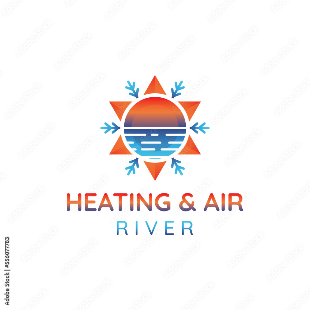 HVAC Logo Vector, a combination logo of heating symbol, snow, sun and ...