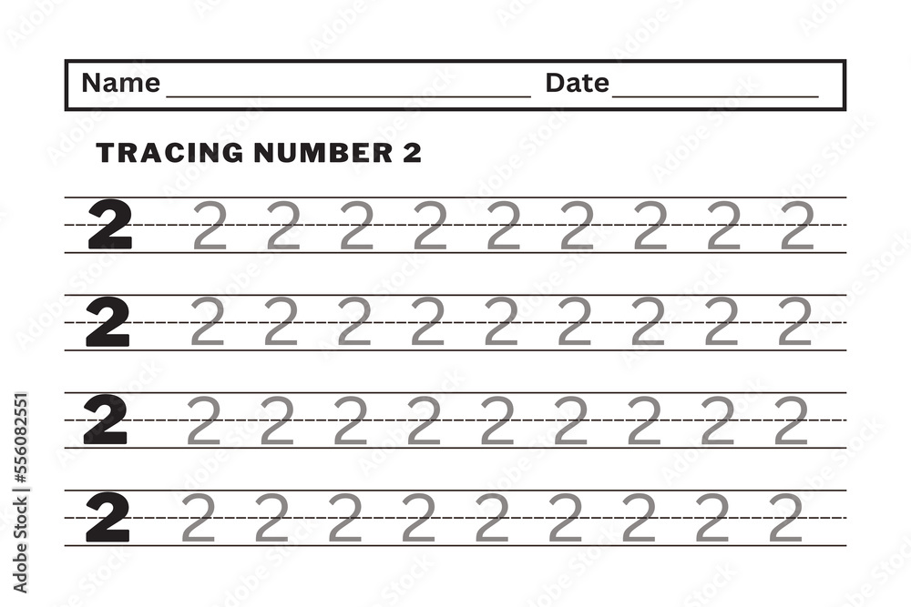 Writing practice number Two printable worksheet for preschool ...