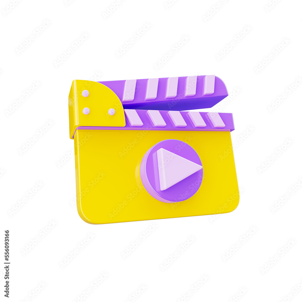Clapper board 3d icon in transparent background. 3d symbol and sign ...