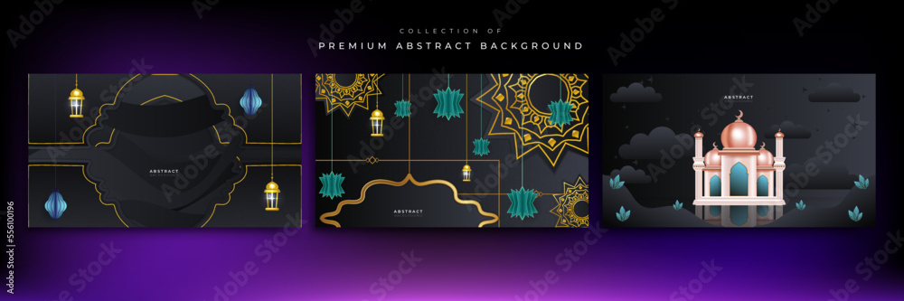 Modern trendy ramadan background for universal design with black and ...
