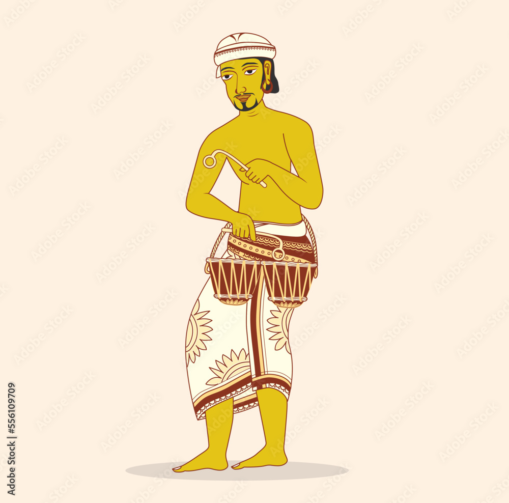 Sri Lankan Traditional illustration Art. A Thammattam drum At The Esala ...