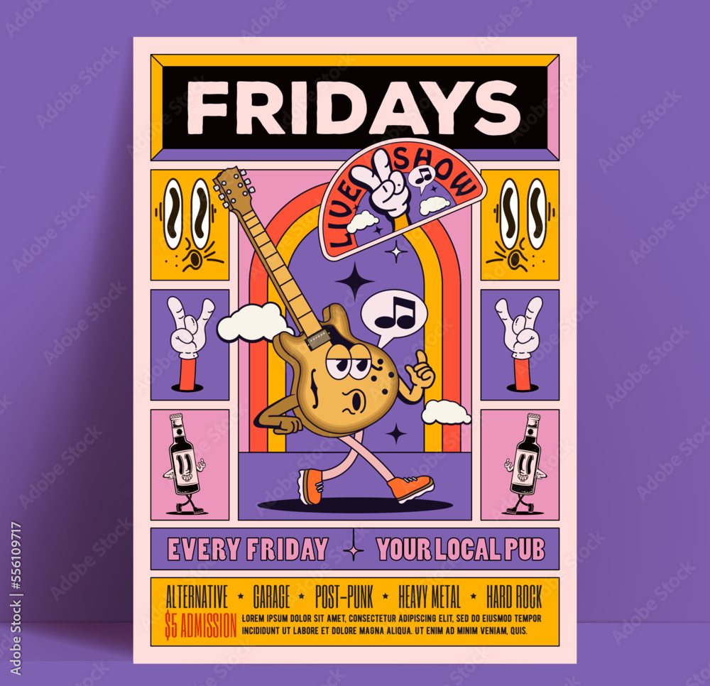 Concert Poster Design Canvas Print Friday Live Music Party Show Or