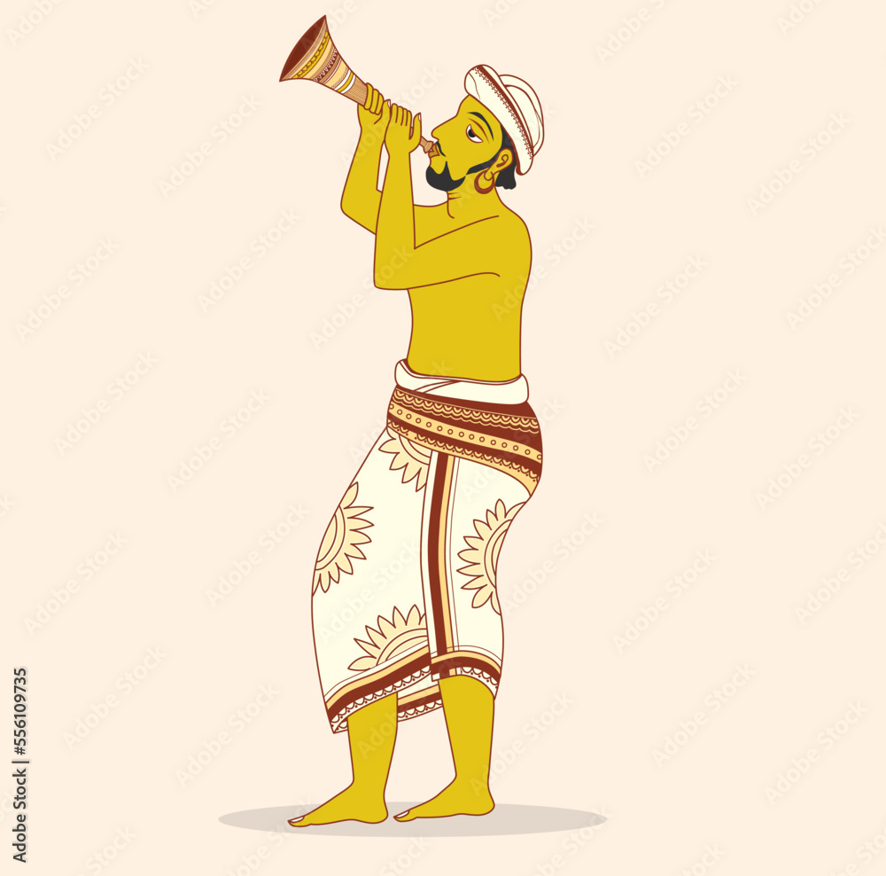Vetor de Sri Lankan Traditional illustration Art. A Trumpet player At ...