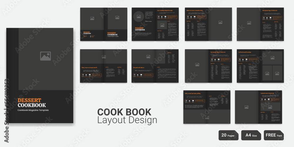 Fototapeta mapa świata dla dzieci Cookbook Magazine Layout Design ...