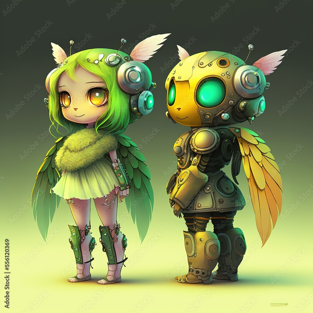 Cute anthropomorphic Characters, sweet smile, standing, full body ...