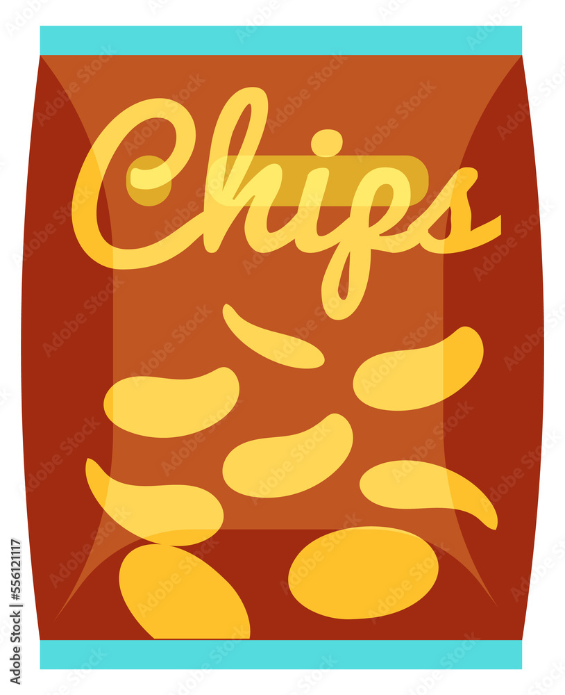 Chips bag cartoon icon. Potato snack pack Stock Illustration | Adobe Stock