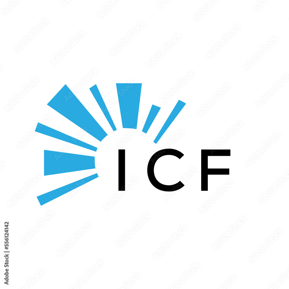ICF letter logo. ICF blue image on white background and black letter. ICF technology Monogram ...