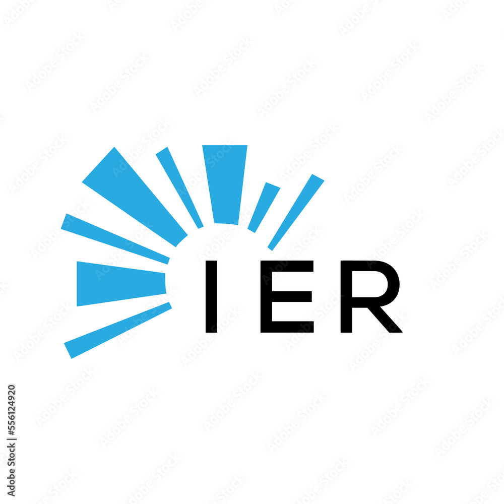 IER letter logo. IER blue image on white background and black letter ...