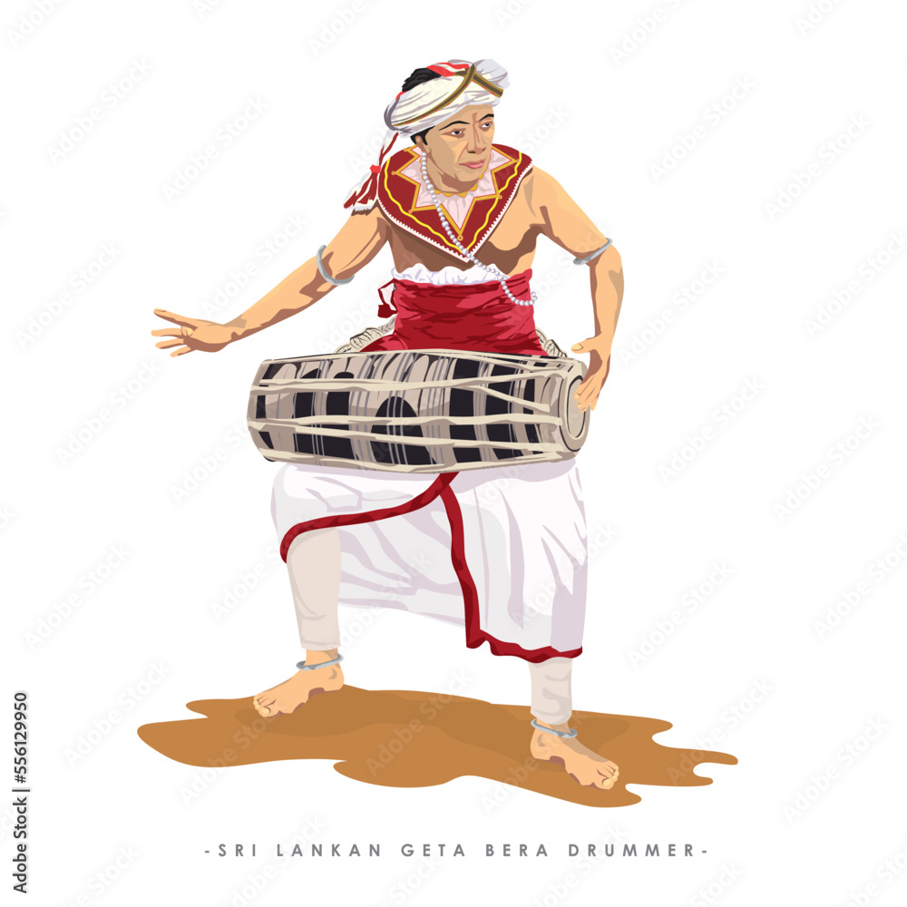 Sri Lankan Traditional Geta Bera Drummer, Vector illustration Stock ...