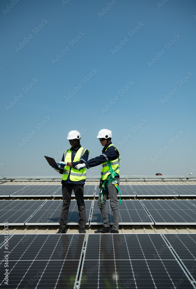 Engineer in charge of solar panel installation The installation of ...