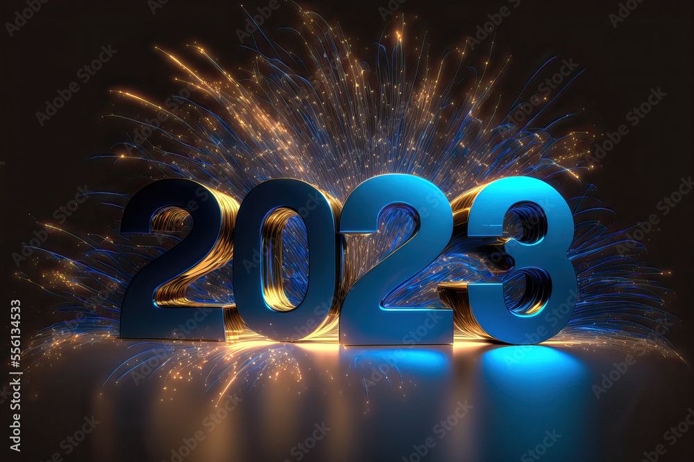 2023 Happy New Year 2023 Backdrop Background Cover Digital Art with ...