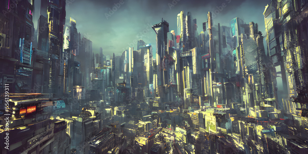 cyberpunk cityscape like tokyo network with tall buildings,cinematic ...