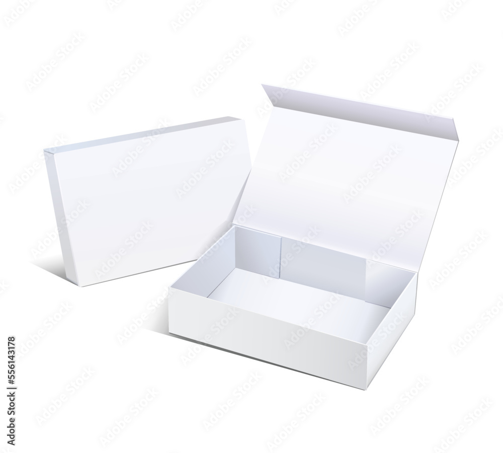White empty paper boxes open and close for your design, mockup, empty ...