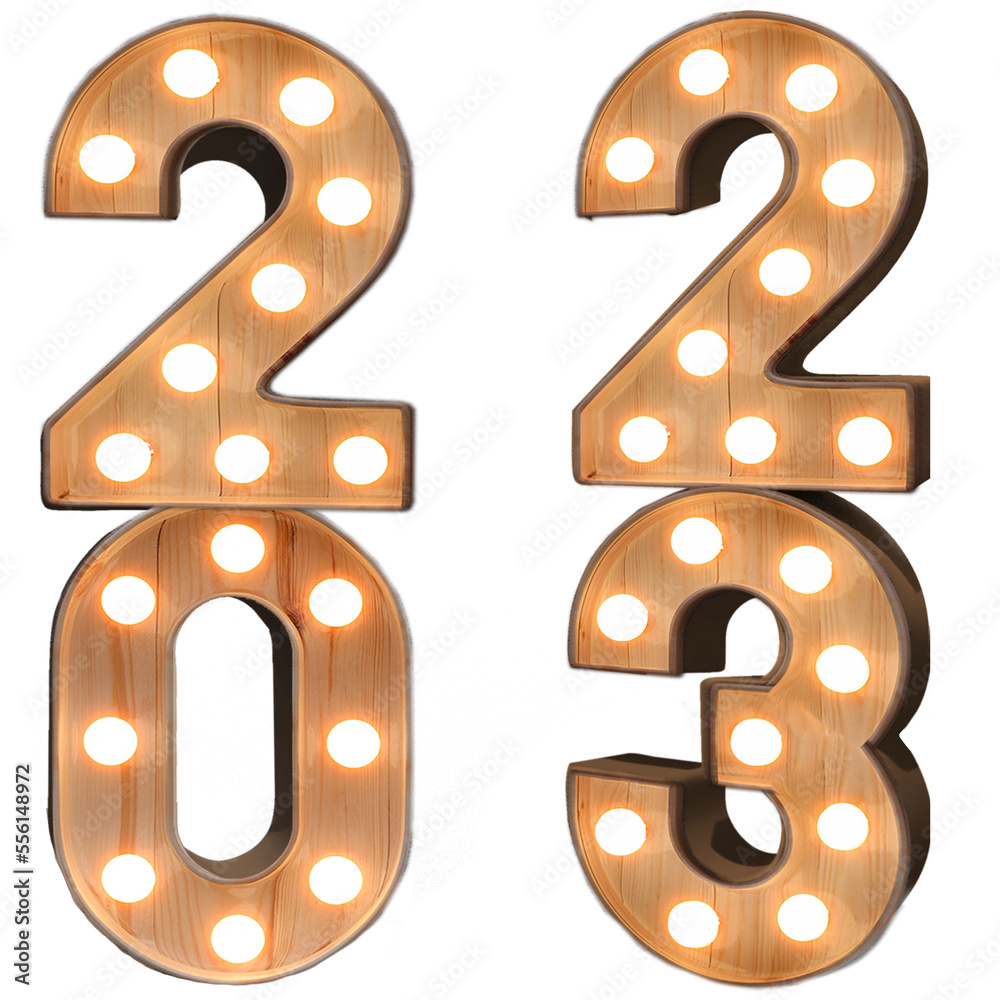 New Year's numbers 2023 on a transparent background PNG Stock Photo ...