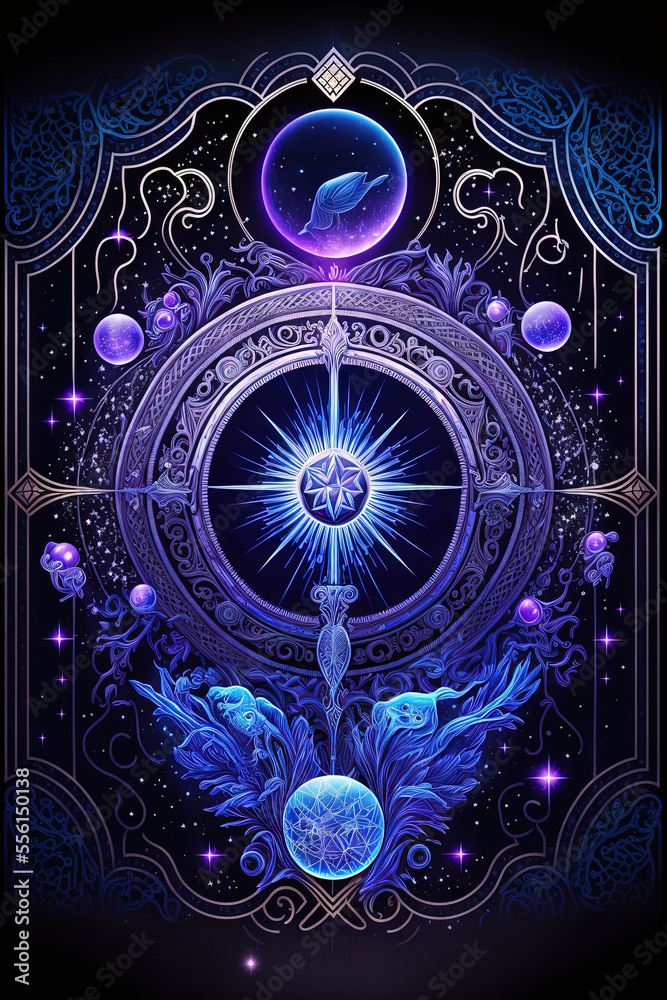 black background tarot card, astrological pattern,beautiful Moonstone ...