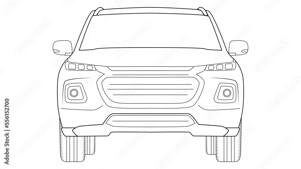 premium suv car outline vector illustration on white background Stock ...