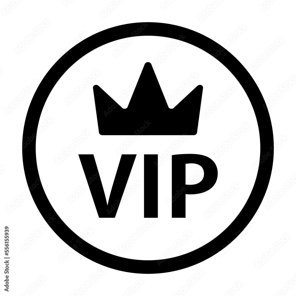 Round VIP icon. Crown and VIP logo. Vector. Stock Vector | Adobe Stock