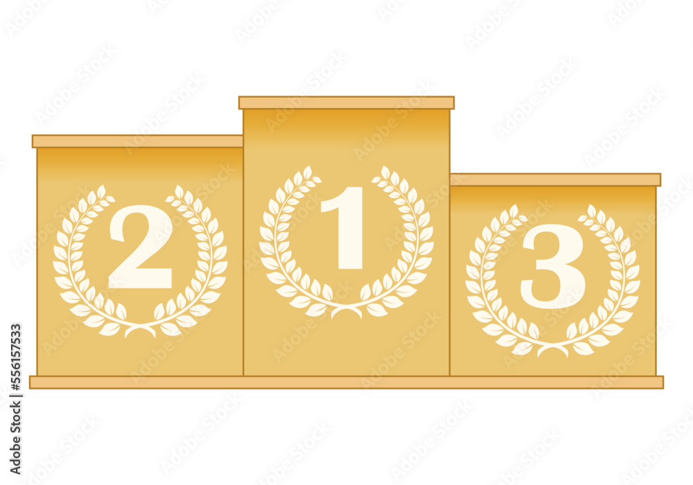 winner podium with numbers in laurel wreath, vector illustration on ...