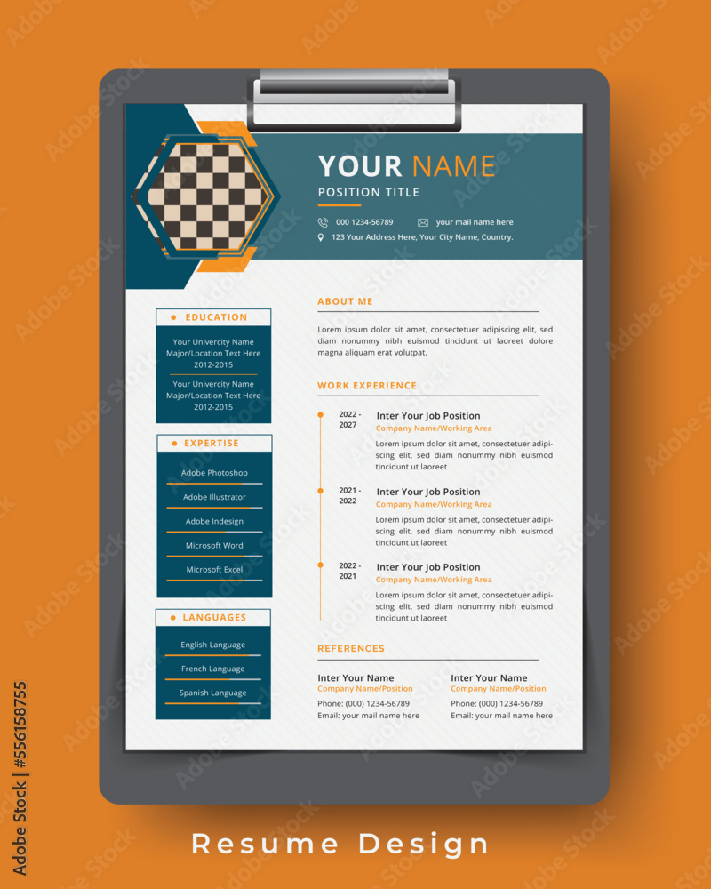 Creative and Modern resume template design with A4 letter layout ...