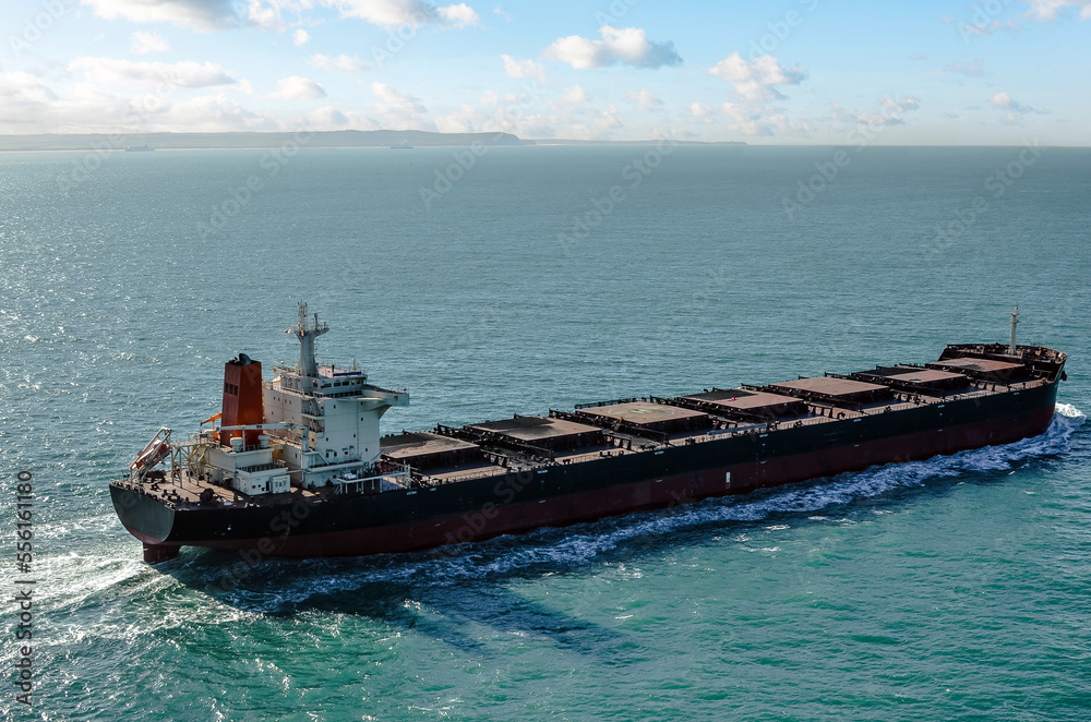 Impressive aerial view of a giant freighter crossing the ocean Stock ...