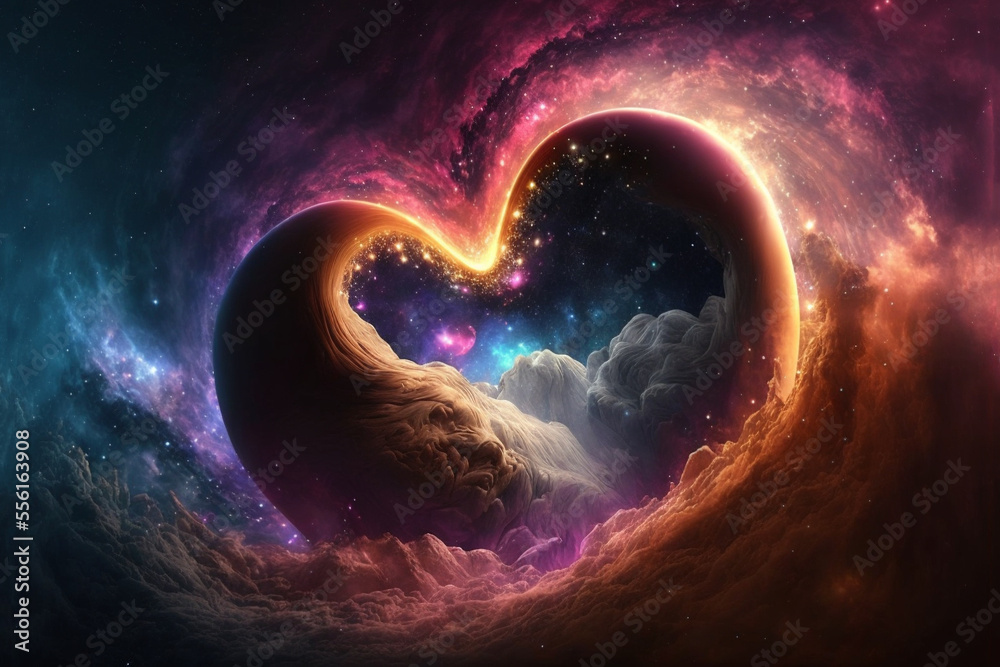 heart shape background in cosmos , universe, Generative AI Stock ...