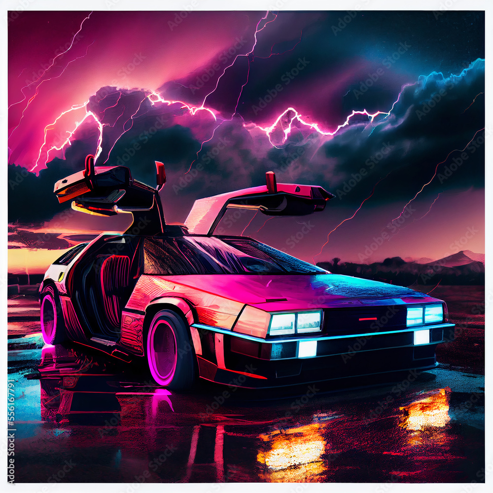 Synthwave Outrun Music Album Cover art Stock Illustration | Adobe Stock