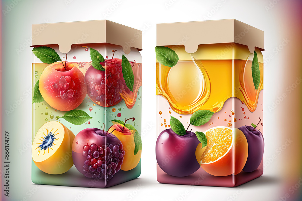 Fresh plum, apricot, apple, pear, citrus fruits, liquid splashes and ...