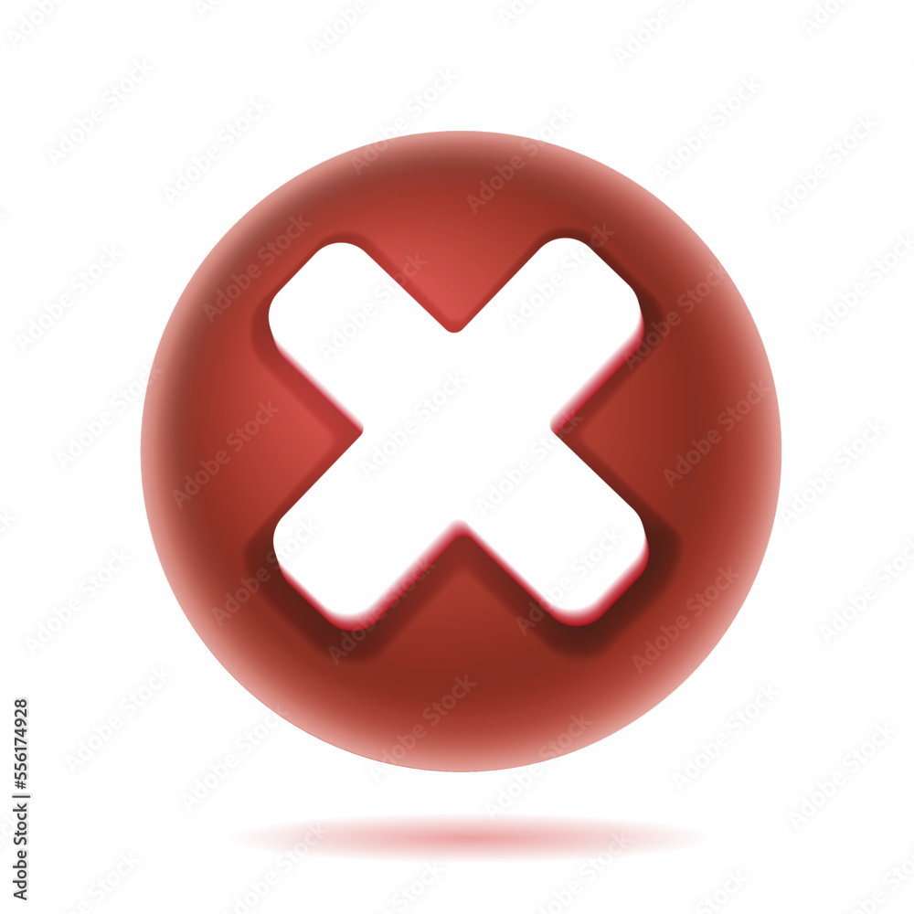 Vector realistic 3d illustration of rejection icon. The symbol of the ...