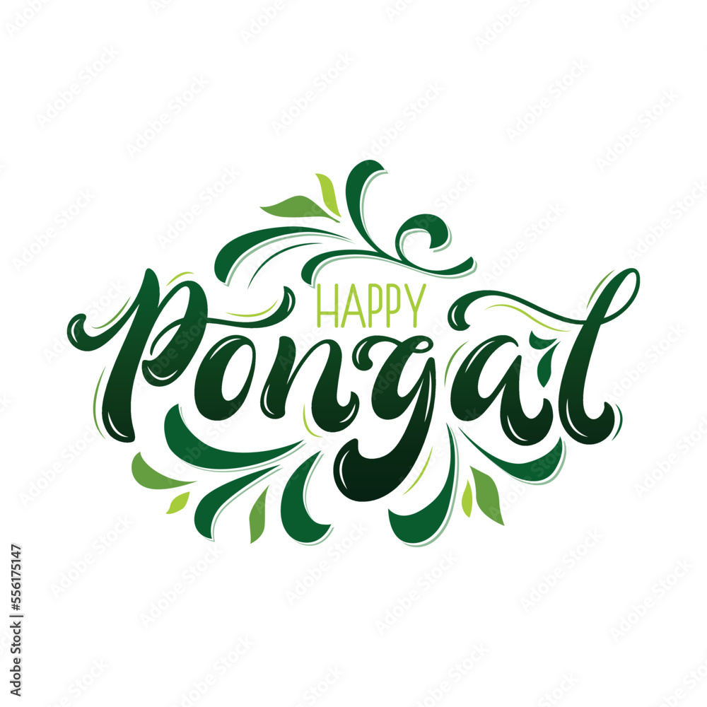 Happy Pongal Holiday Harvest Festival of Tamil Nadu South India. Hand ...