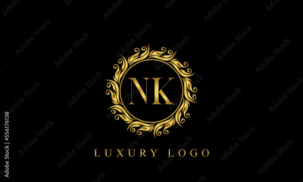 Initial letter NK luxury logo in gold color. NK great luxury logo ...