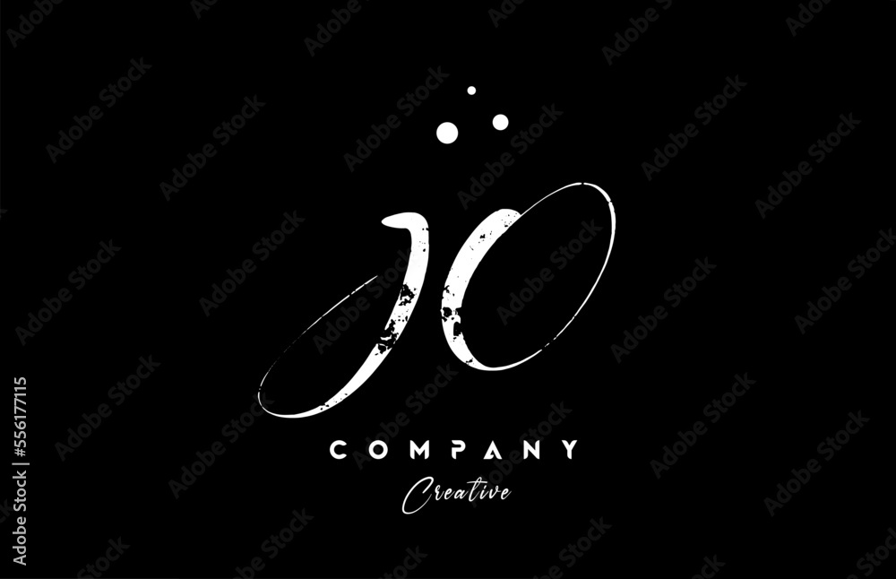 vintage JO alphabet letter logo icon combination design with dots ...